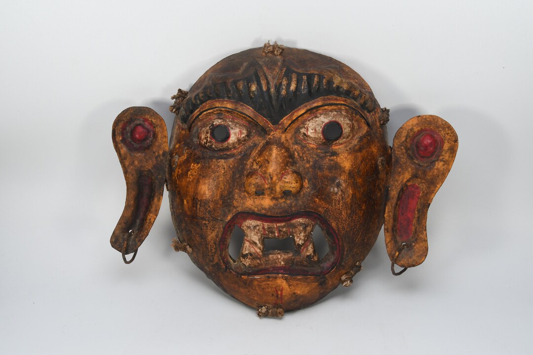 Shaman Antique Lakhe Mask Handmade Carved Wall Hanging Lakhey Cultural ...