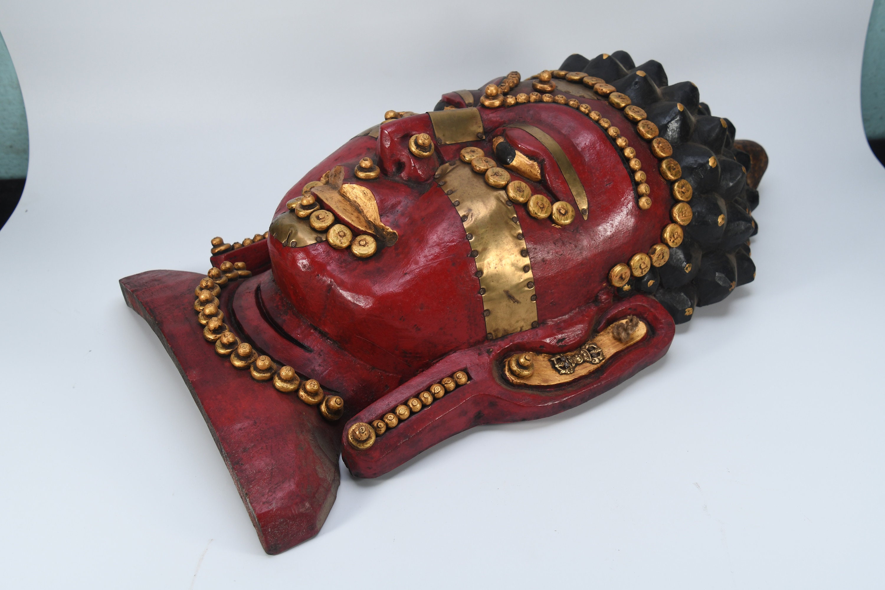 Wooden Buddha Mask Handcrafted Antique Red Buddha Face Carved | Etsy