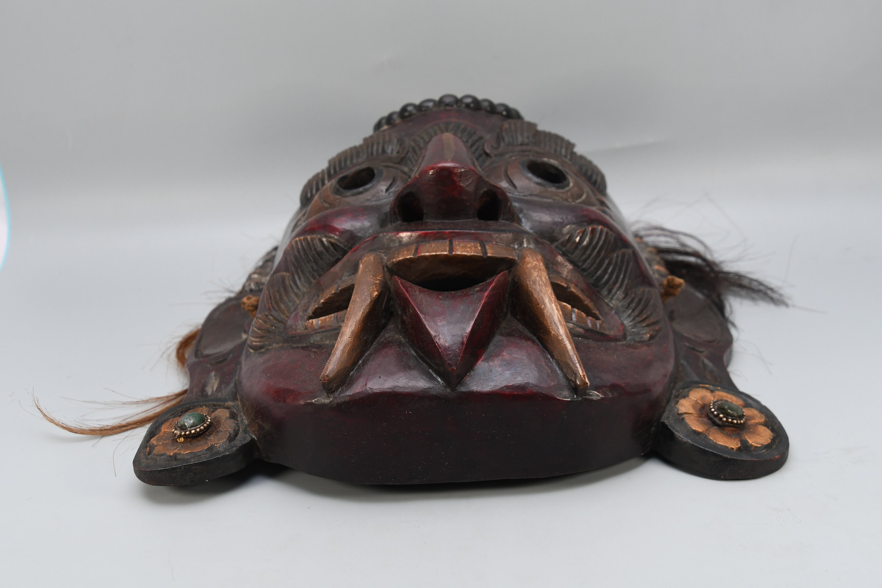 Handmade Wooden Carved antique Shaman Lakhe mask wall hanging | Etsy