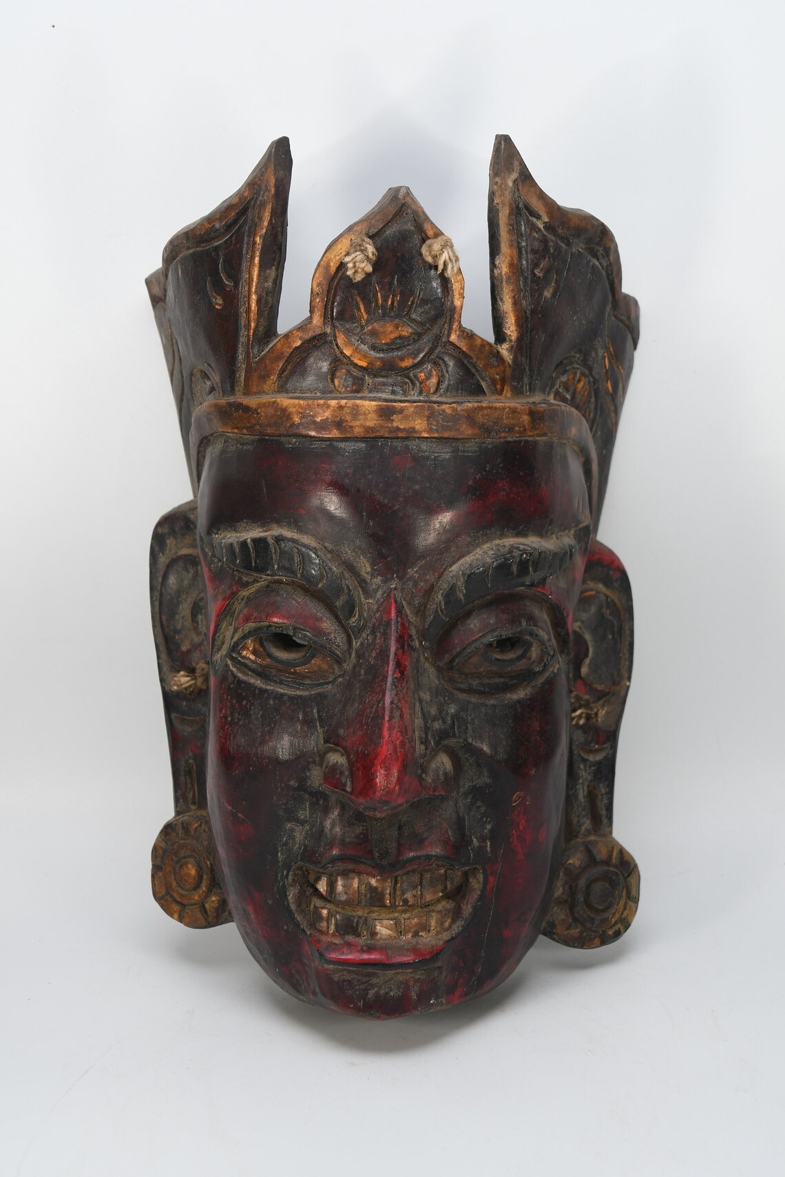 Wall Decor Wooden Carved Face Mask With Crown Handcrafted - Etsy