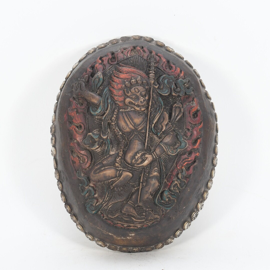 Antique Handmade Mahakala Carved Vintage Resin Kapala Bowl Old Skull ...