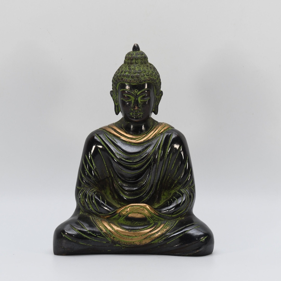 Meditation Blessing Antique Buddha Statue Handcrafted Dhyana Mudra Home ...