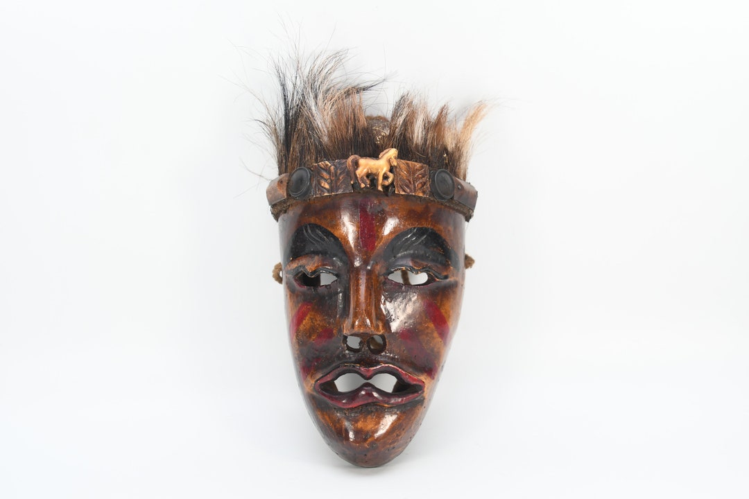 Enigmatic Charms: Vintage Handcrafted Wooden Jhakri Mask Wall Hanging ...