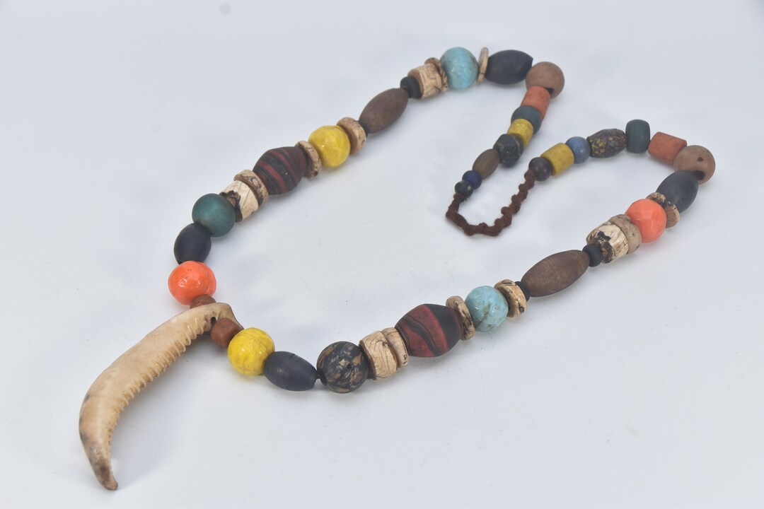 Tibetan Naga Mala Necklace: Turquoise, Shell & Tooth Amulet - Etsy