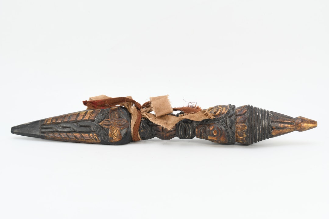 Wooden Phurba Tibetan Carved Wood Phurpa Dagger Ritual Item Face ...