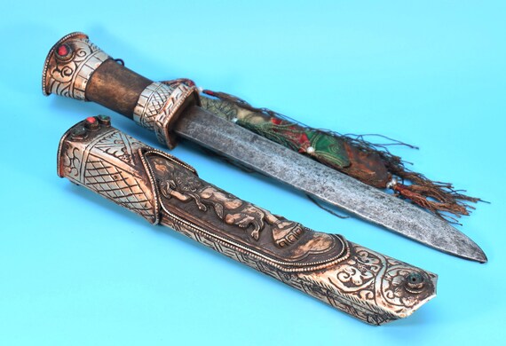Rare Knife Antique Iron Blade Tibetan Knife Handmade Used - Etsy