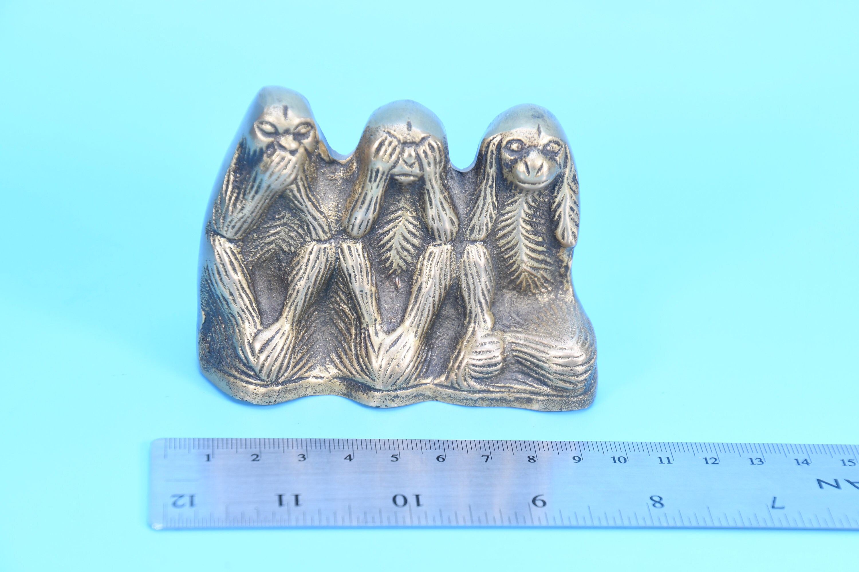 Three Wise Monkeys Brass Statue Hand Made Three Monkeys - Etsy