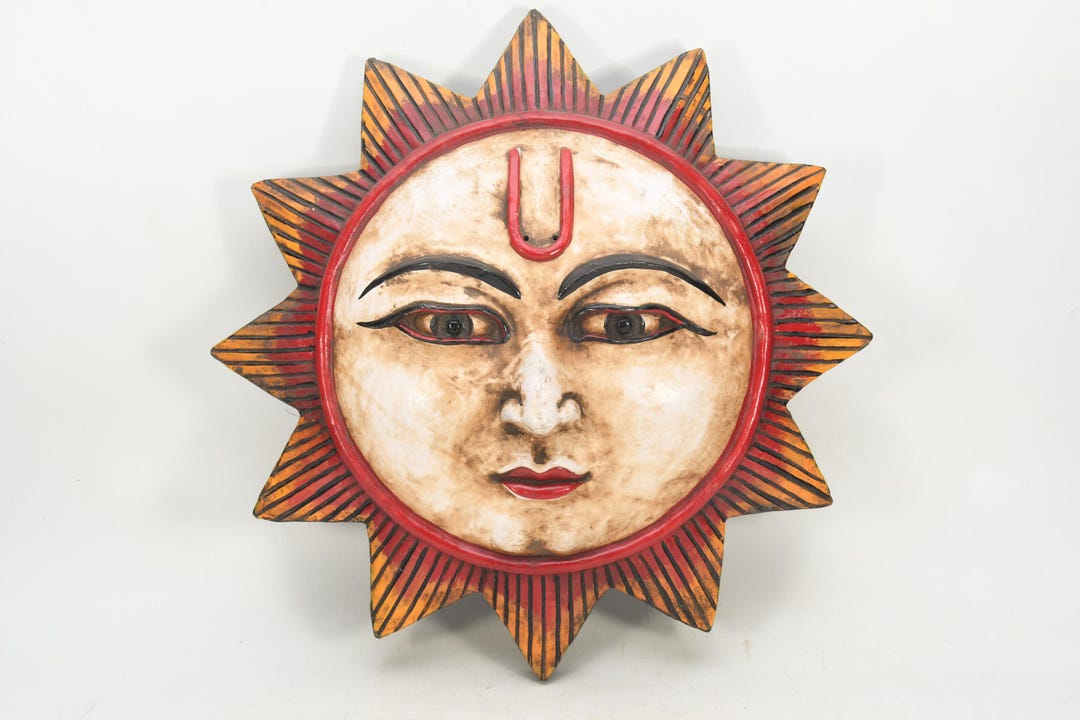 Handmade Antique Wooden Sun Wall Hanging Vintage Tibetan Tribal Shaman ...