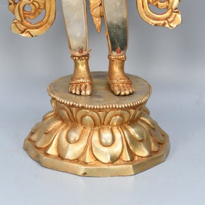 Standing Lokeshwara Gold Gilted Statue of Avalokiteshvara Fine Handmade ...