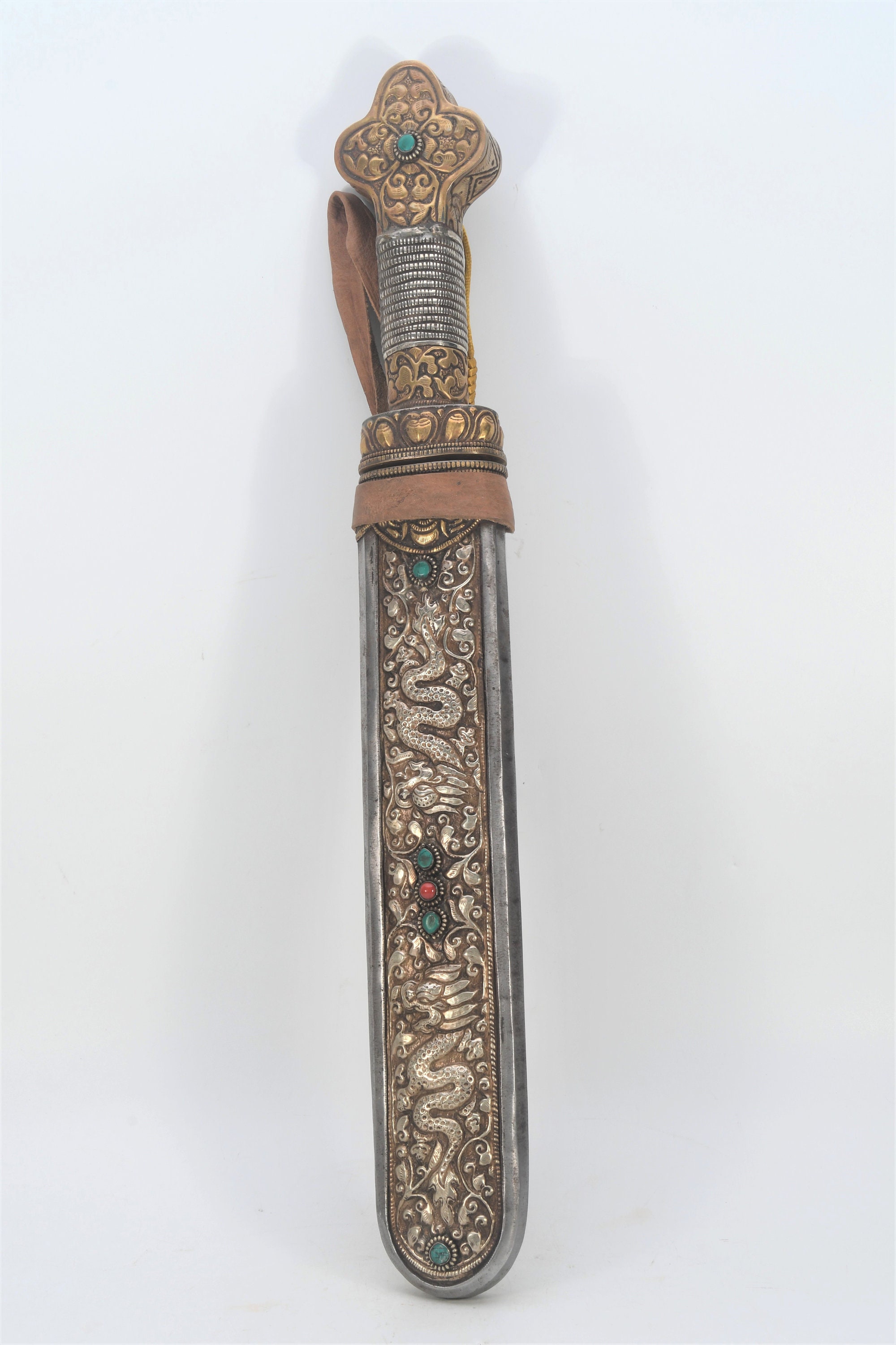 Tibetan Dragon Carved Silver Sword Knife Ritual Decor Tibet - Etsy