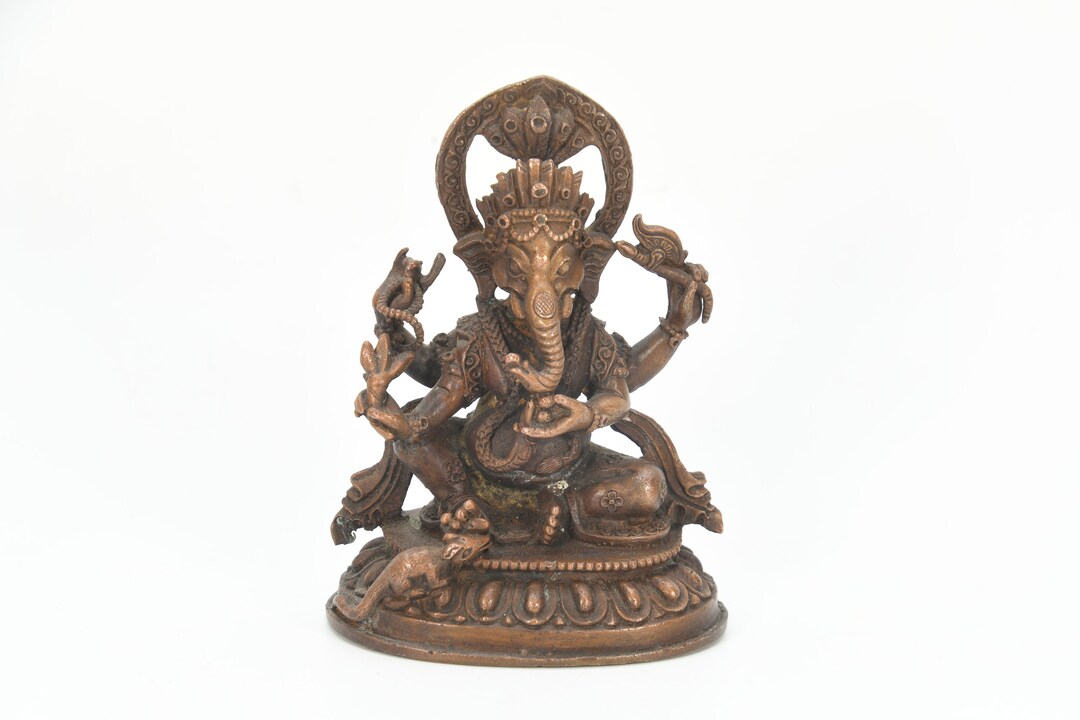 Copper Crafted Lord Ganesha Sculpture Ganpati God Worship Blessing ...