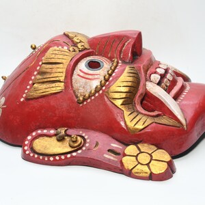 Typical Newari Diety Lakhey Wooden Handmade Metal Beaded Tribal Mask ...