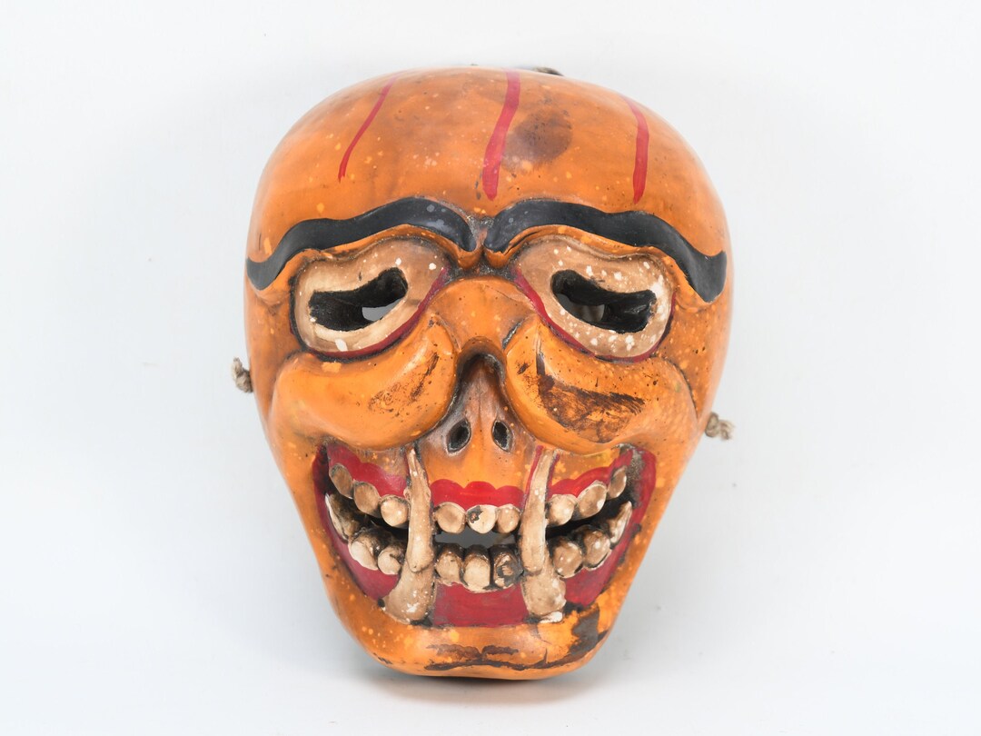 Vintage Himalayan Laughing Skull Mask Wooden Face Mask Antique Shaman ...