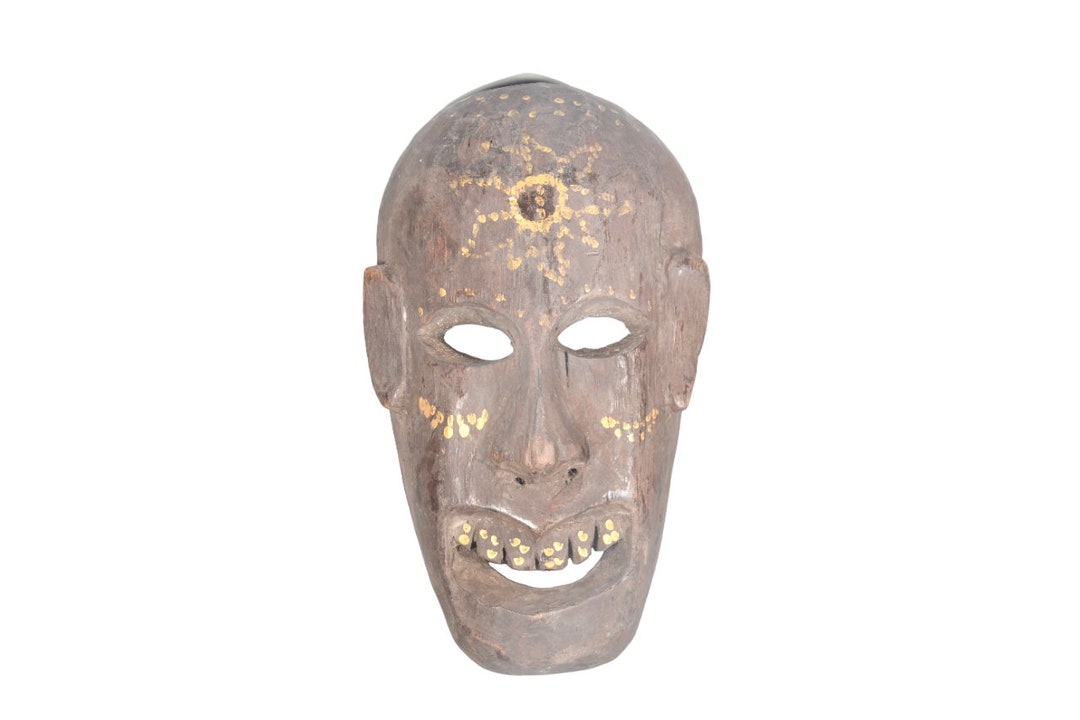 Vintage Laughing Skull Tibetan Wall Hanging: Handmade Tribal Mask ...