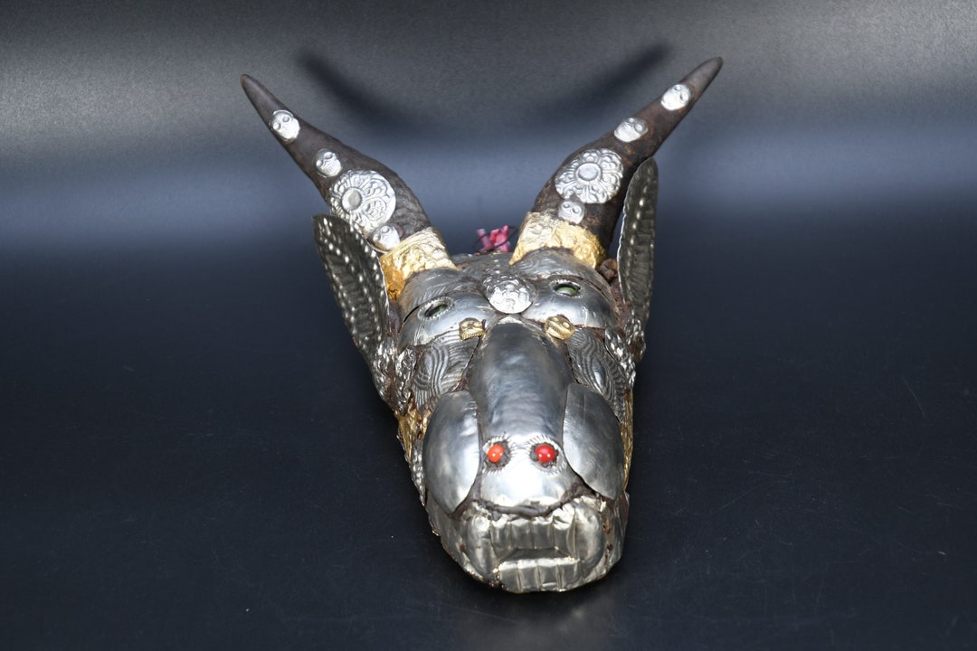 Tibetan Buddhist Ritual Skull Cup- Crane-goat-buddhist Tantrick Antique ...