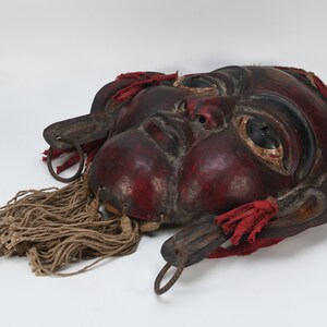 Wall Hanging Antique Shaman Lakhe Mask Handmade Carved Lakhey Culture ...