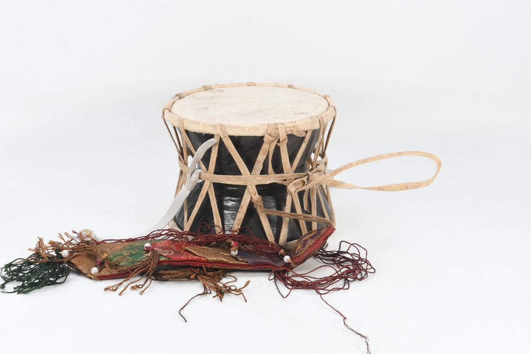 Black Wooden Handmade Damaru Antique Tibetan Ritual Religious ...