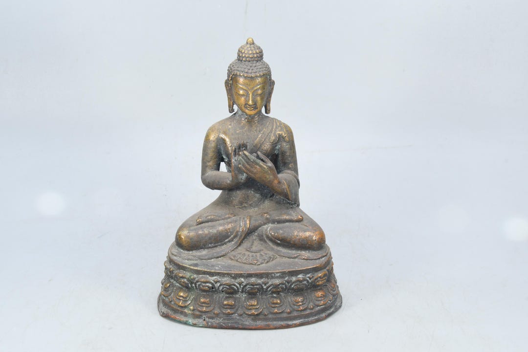 Handmade Antique Brass Clapping Buddha Figurine - Tibetan Vintage ...
