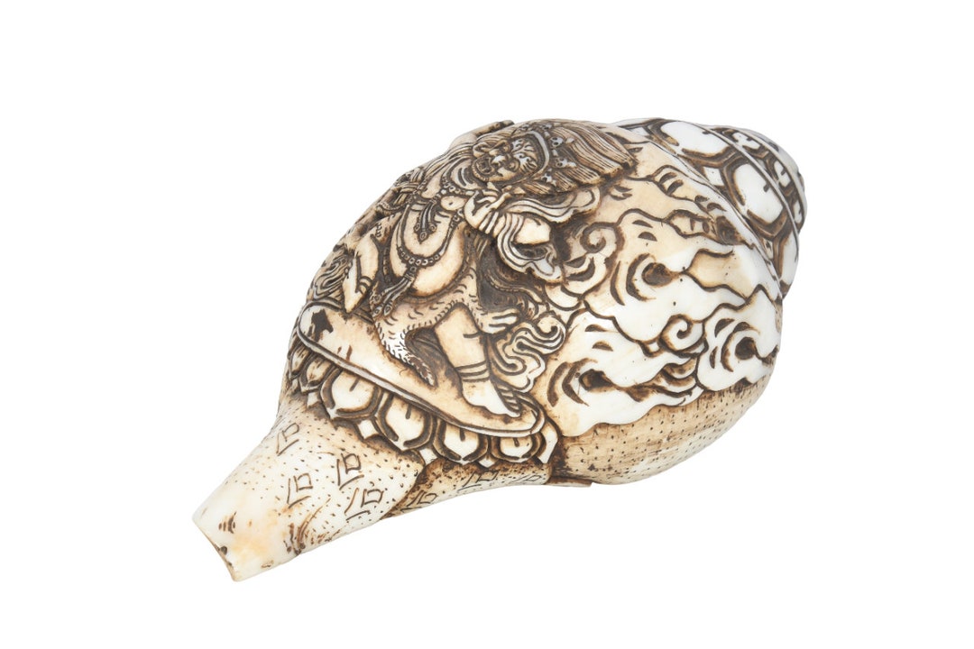 Bhairav Mahakala Carved Antique Handmade Tibetan Sankha Conch Shell ...