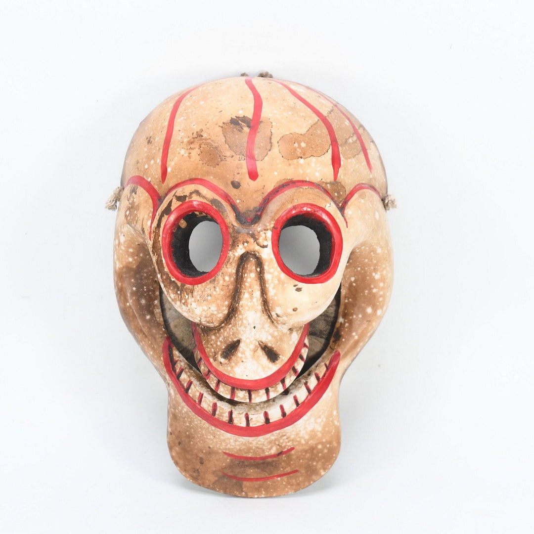 Antique Himalayan Laughing Skull Mask Wooden Face Mask Antique Shaman ...