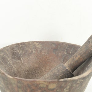 Mortar and Pestle Vintage Wood Crafted Ancient Nepali Grinding Tool for ...