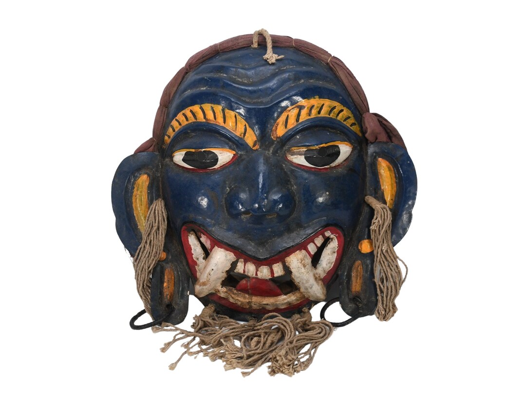 Wall Decor Antique Shaman Lakhe Mask Handcrafted Carved Lakhey Cultural ...