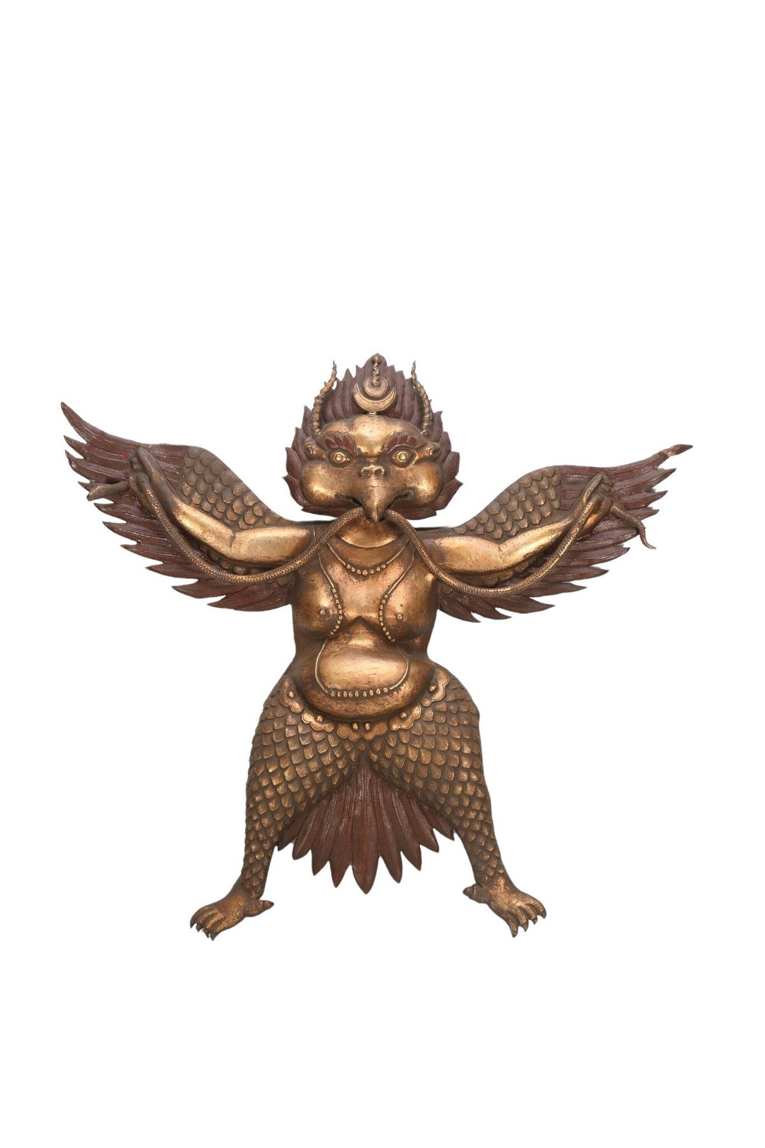 Garuda Wall Hanging Winged Copper Statue Repousse Sculpture Tibetan ...