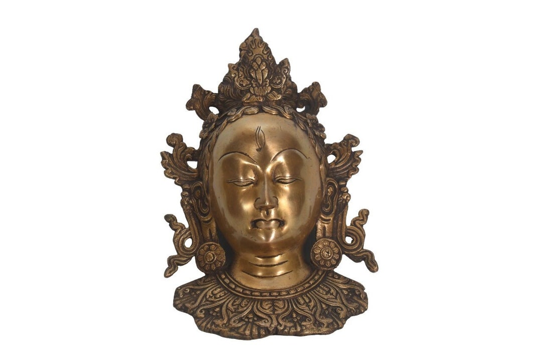 Brass Handcarved Goddess Tara Head Sculpture, Tibetan Buddhist Decor - Etsy