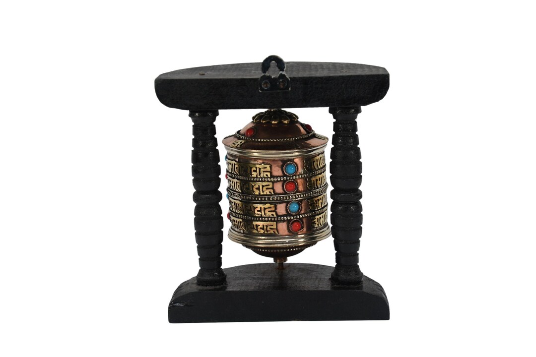 6" Spinning Tibetan Prayer Wheel Wall Hanging Design Antique Copper ...