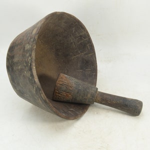 Mortar and Pestle Vintage Wood Crafted Ancient Nepali Grinding Tool for ...