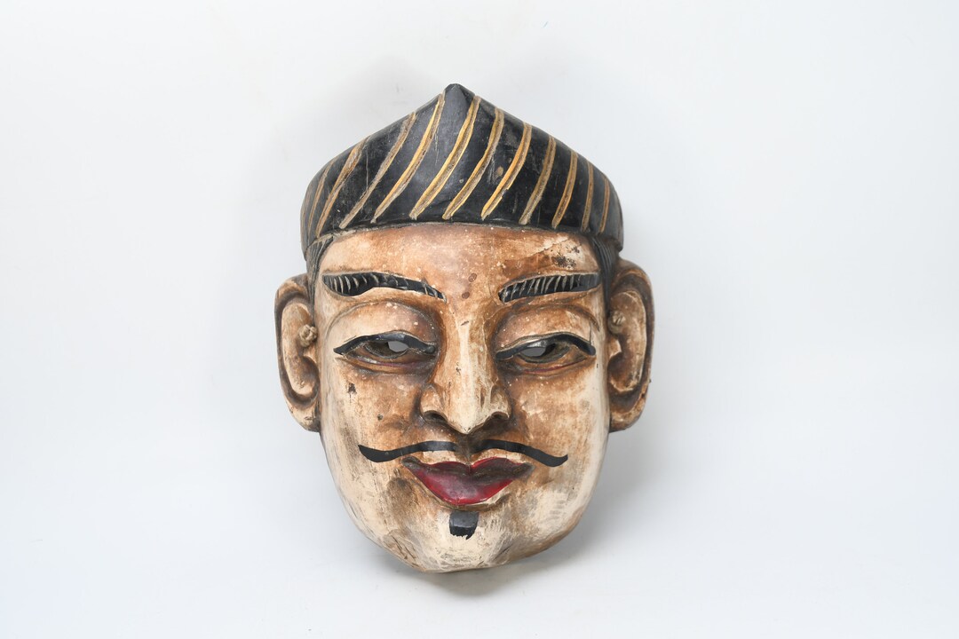 Typical Nepalese Face Mask Men Dhaka Topi Hand Carved Shaman Mask ...