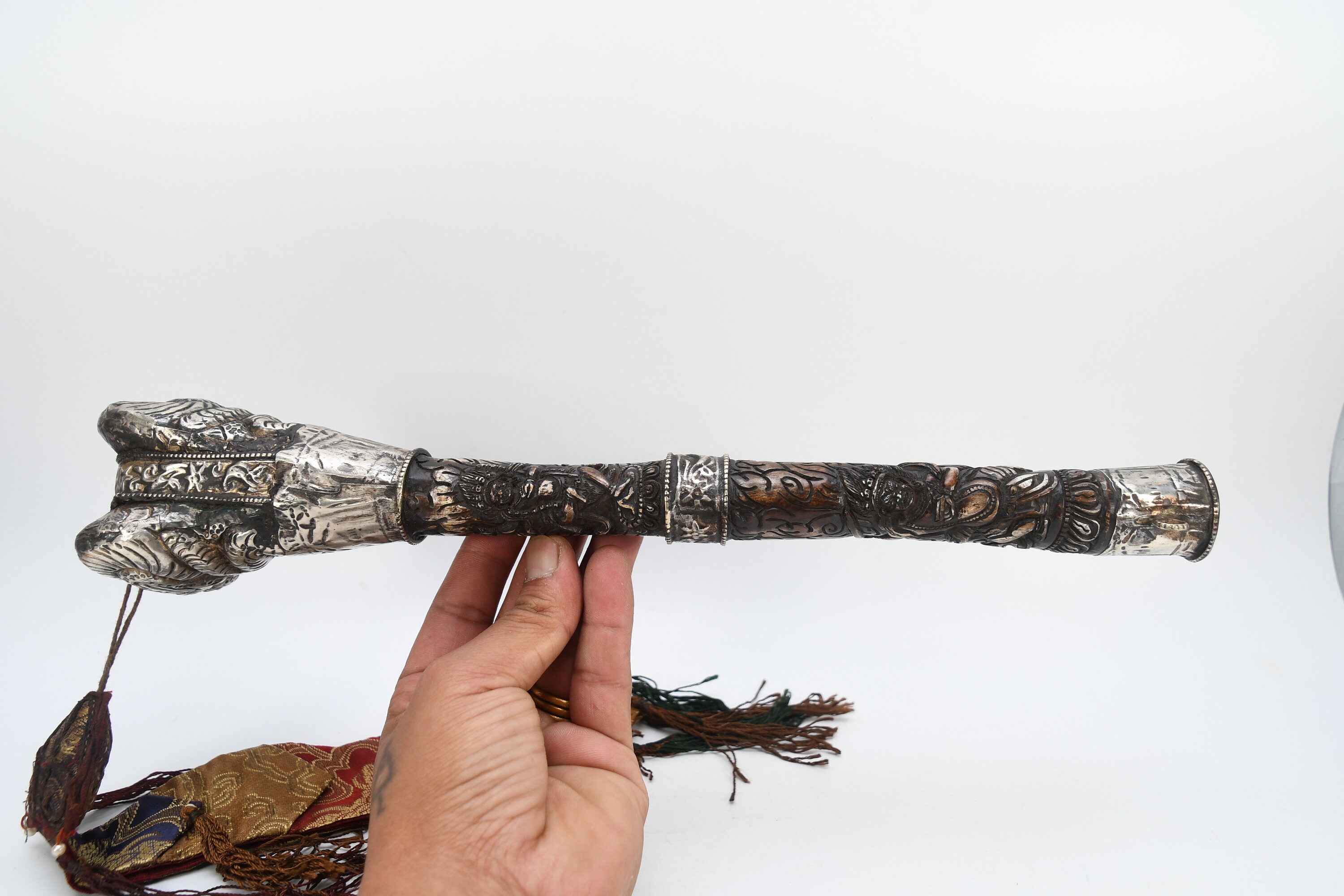 Double Mahakala Hand Carved Kangling Tibetan Silver Inlay - Etsy