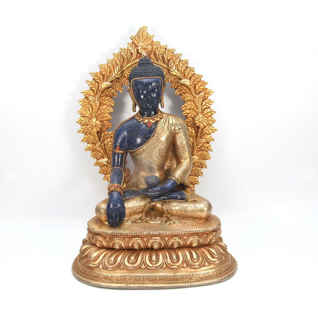 Gold Gilded Lapis Buddha Statue: Handmade Nepal Sculpture Art - Etsy