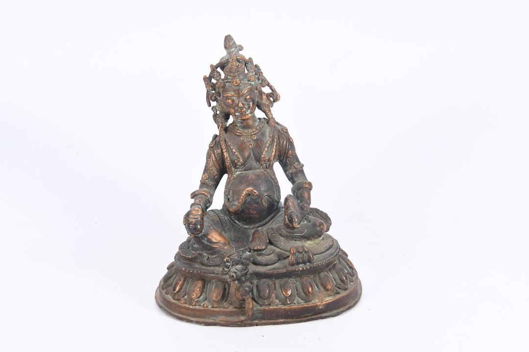 Copper Crafted Hinduism God of Wealth Kubera Handmade Statue Kuber Idol ...