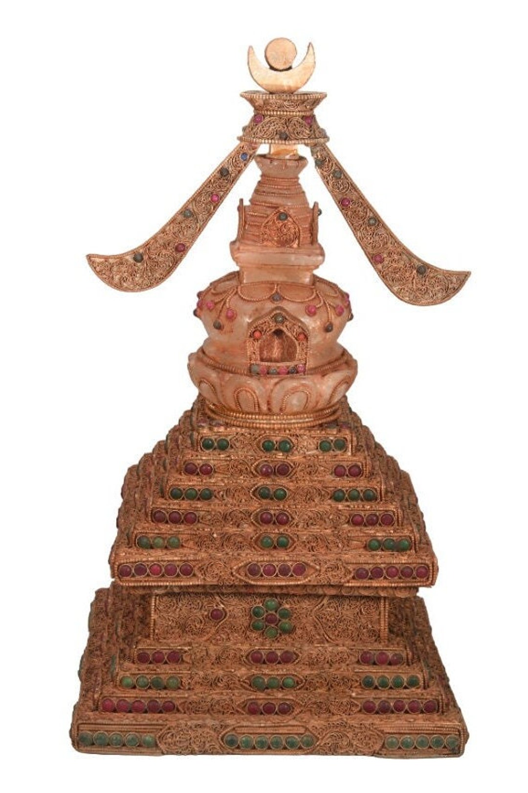 Handmade Golden Crystal Filigree Stupa - Buddhism Votive From Nepal - Etsy