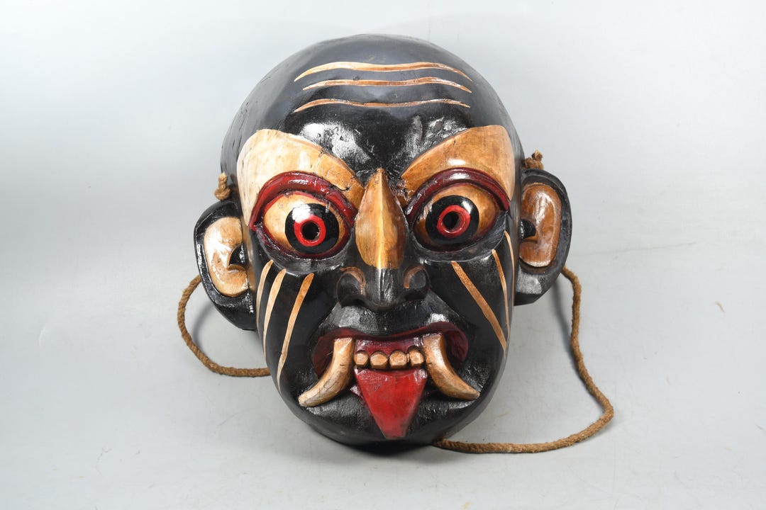 Handmade Wooden Lakhey Mask | Antique-style Newari Buddhist Wall ...
