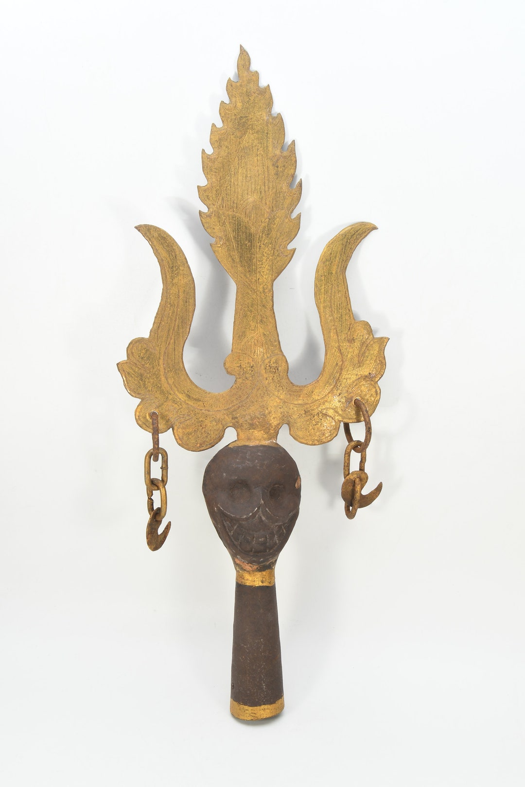 Gold Colored Lord Shiva Trisul Skull Crafted Handmade Vintage Tibetan ...