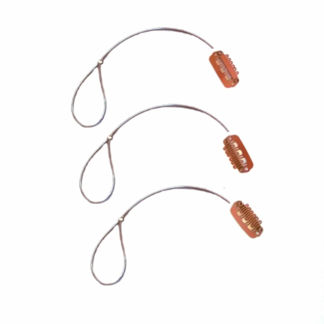 Retaining Safety Lines With BROWN Wig Clip for Hair. 3 Pack. for Baha ...