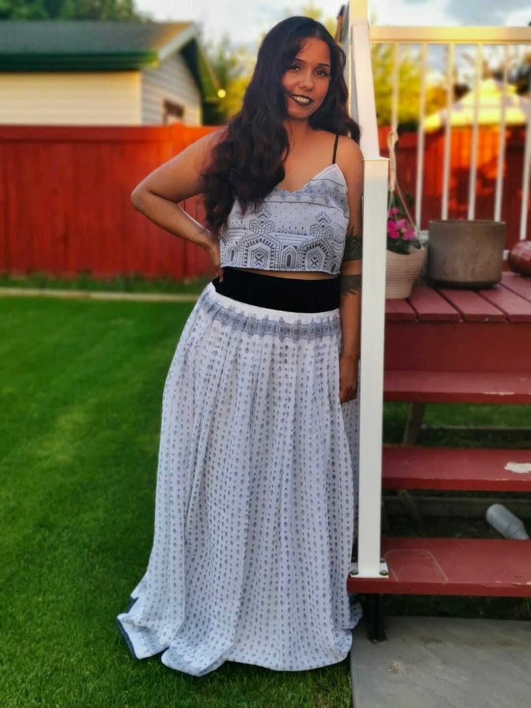 Bridgerton Dress, Cottage Core Summer Set, Crop Top With Skirt, Saree ...