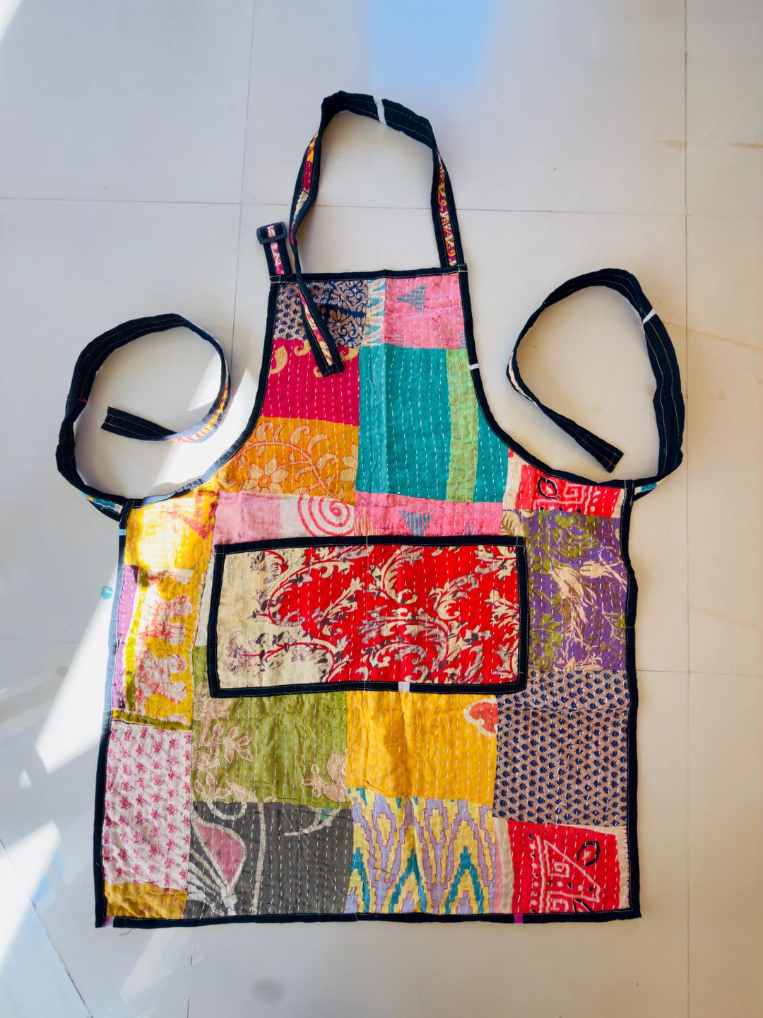 Vintage Patchwork Kantha Apron: 1 Pcs Handmade Quilted Cotton Kitchen ...