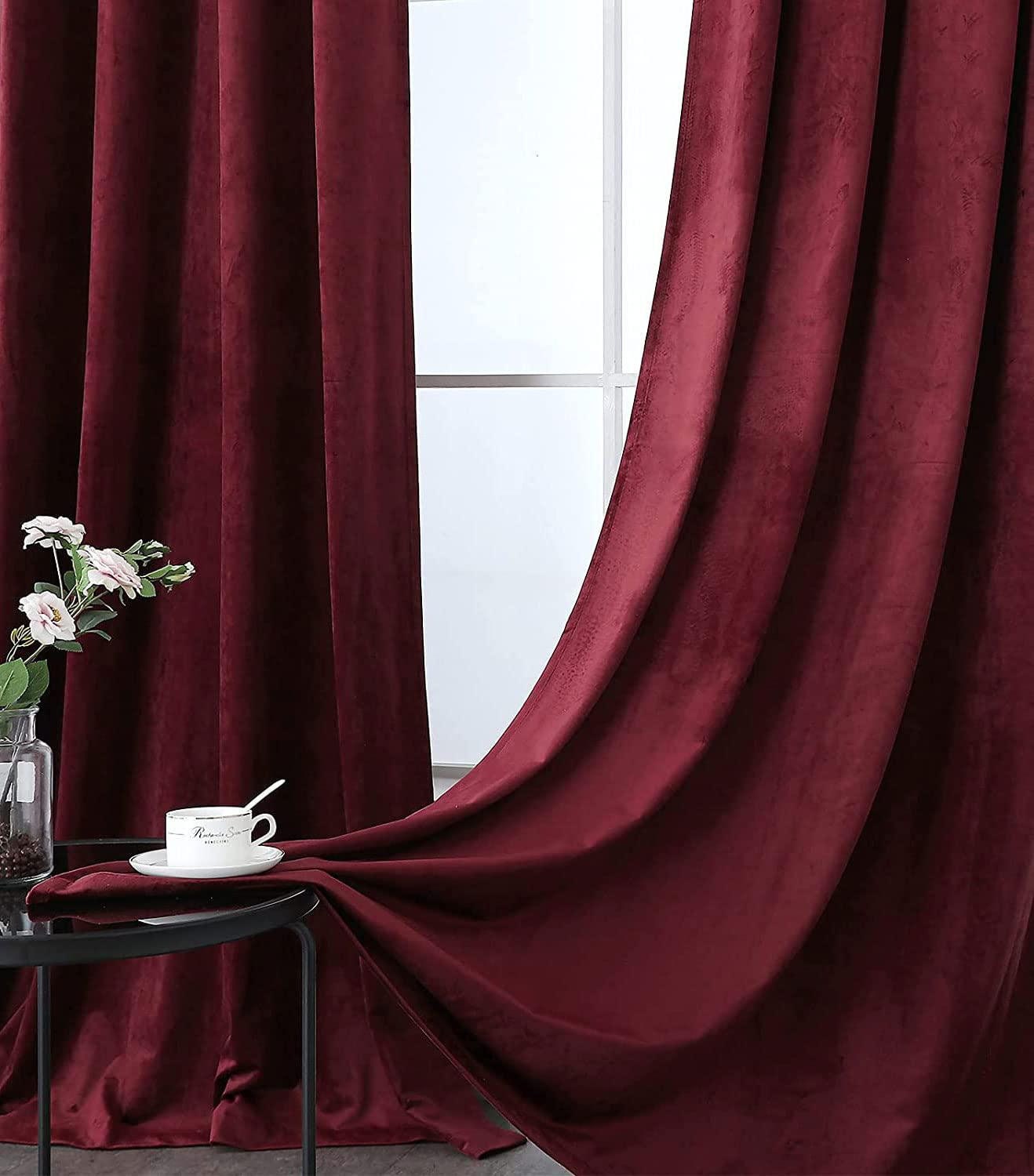 Red Maroon Heavy Soft Velvet Curtain for Home Decoration, Hangs With ...