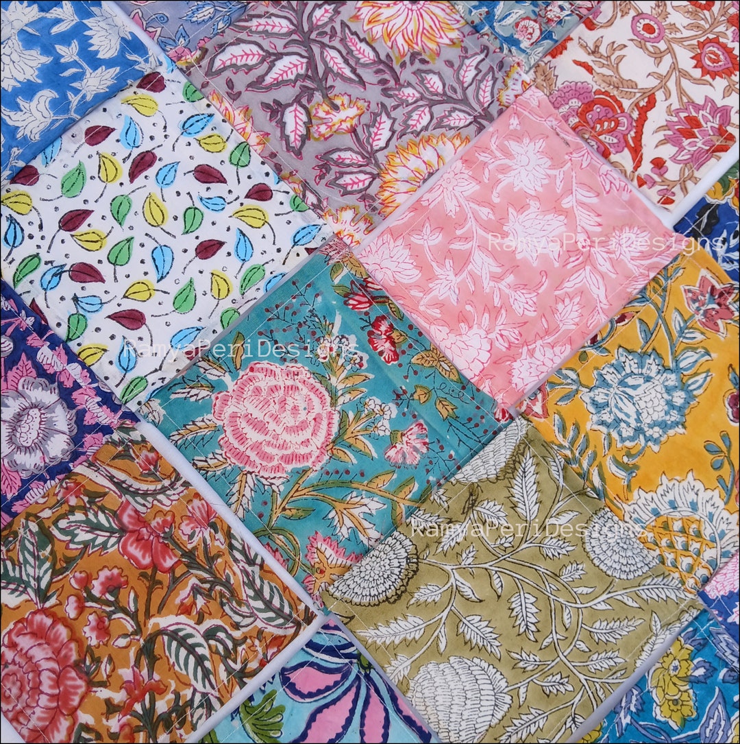 Mixed Assorted Napkin Set, 40 Pcs of Hand Block Printed Napkins ...