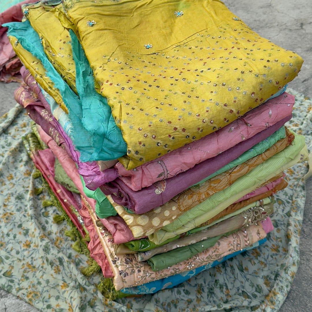 Wholesale Lot of Vintage Art Silk Saree Dressmaking Ethnic Craft Indian ...
