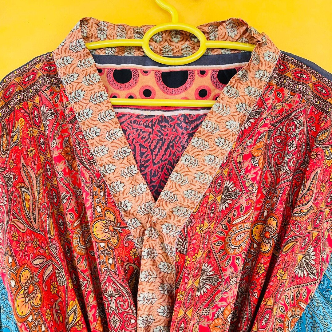 Patchwork Kimono, Bathing Suit Cover Up, Bridal Shawl, Boho Wrap, Silk ...