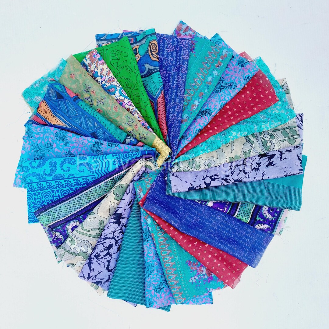 Indian Huge Lot 20 Pcs 100% Pure Silk Vintage Sari Fabric Remnants ...