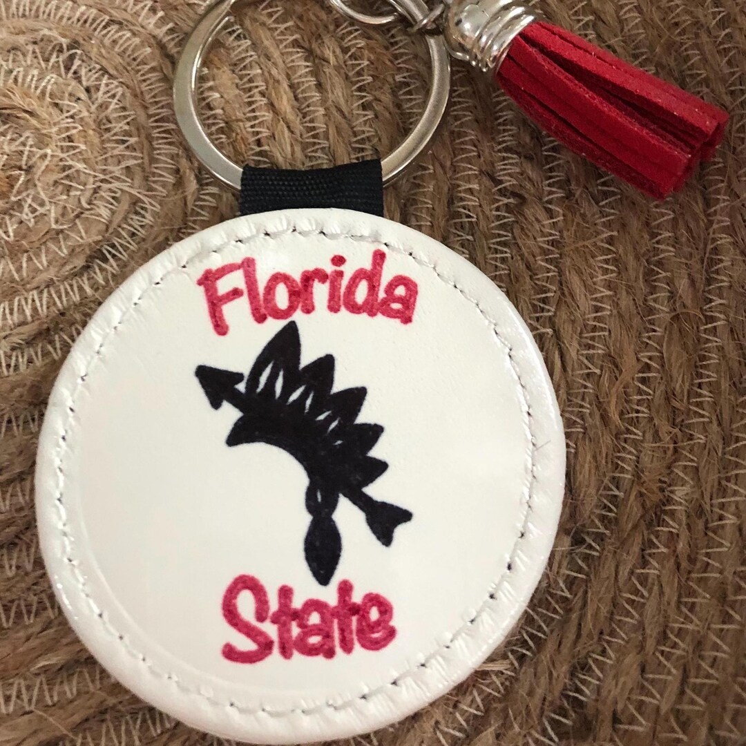 Personalized FSU Themed Key Chain, Seminole Fan Key Chain, Name or ...
