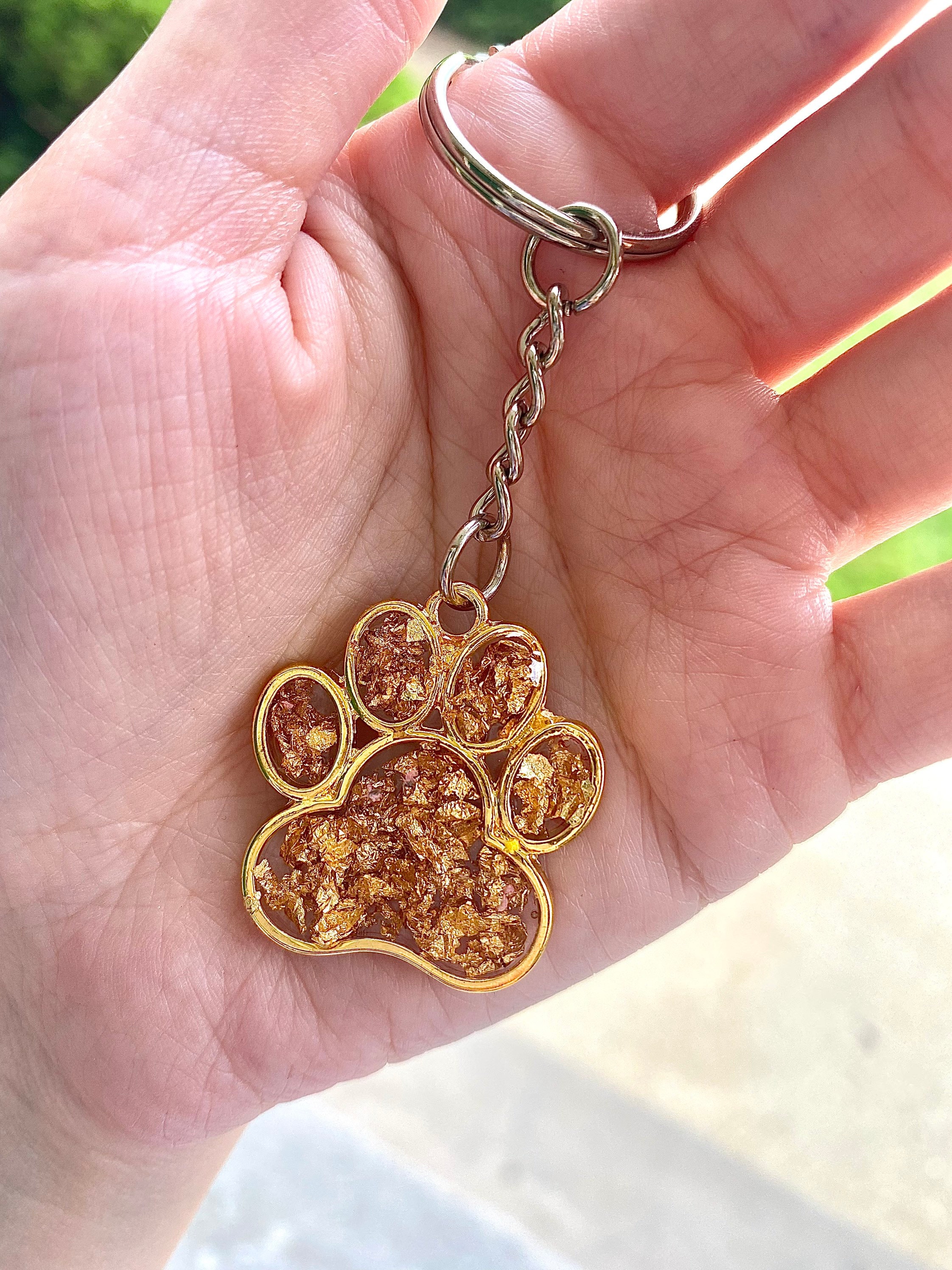 Resin Keychain - Puppy Paw Print Keychain - Puppy Footprint Keychain ...