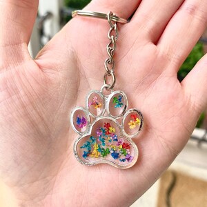 Resin Keychain - Puppy Paw Print Keychain - Puppy Footprint Keychain ...
