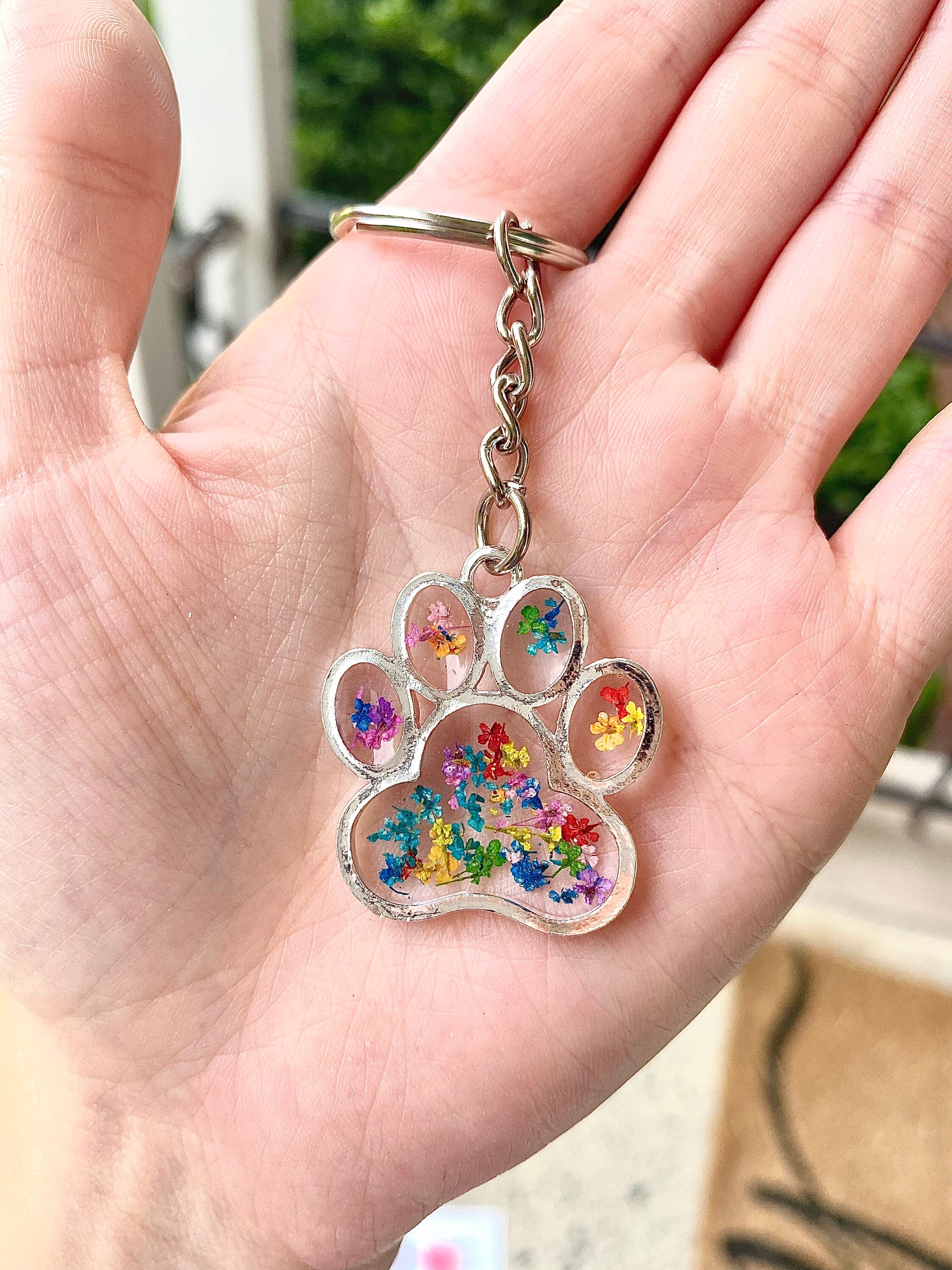 Resin Keychain - Puppy Paw Print Keychain - Puppy Footprint Keychain ...