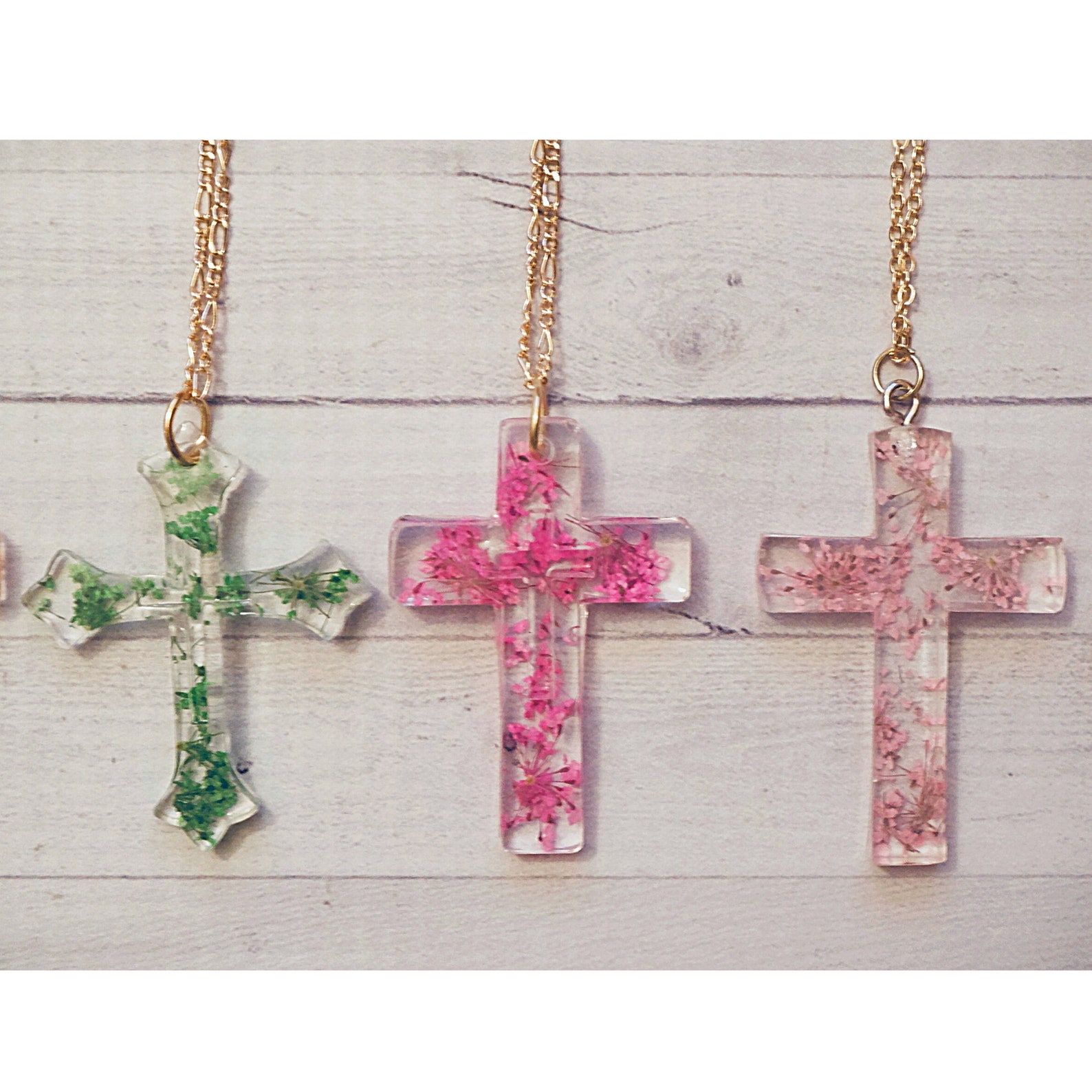 Custom Cross Resin Necklace | Press Flower | Glitter | Gift for Her - Etsy